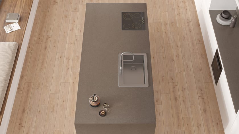 Reconstructed stone kitchen worktop LAGOS AZUL By Quantra Quartz
