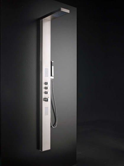 Wall-mounted shower panel with hand shower LAN By KRION