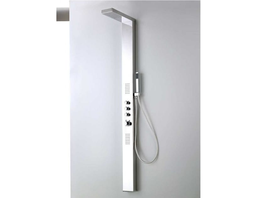 Wall-mounted shower panel with hand shower LAN By KRION