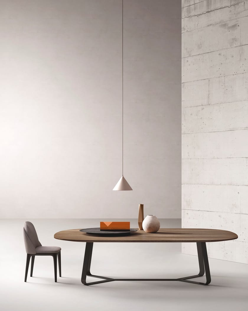 Oval steel and wood table with Lazy Susan LAZY SUZY By Busnelli design ...