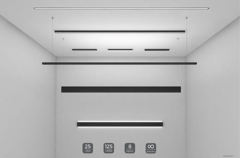 Recessed aluminium linear lighting profile for LED modules LE25 Slim25 ...