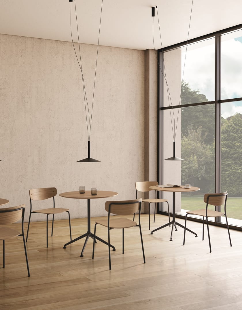 LEA Stackable wood veneer chair open back By INCLASS