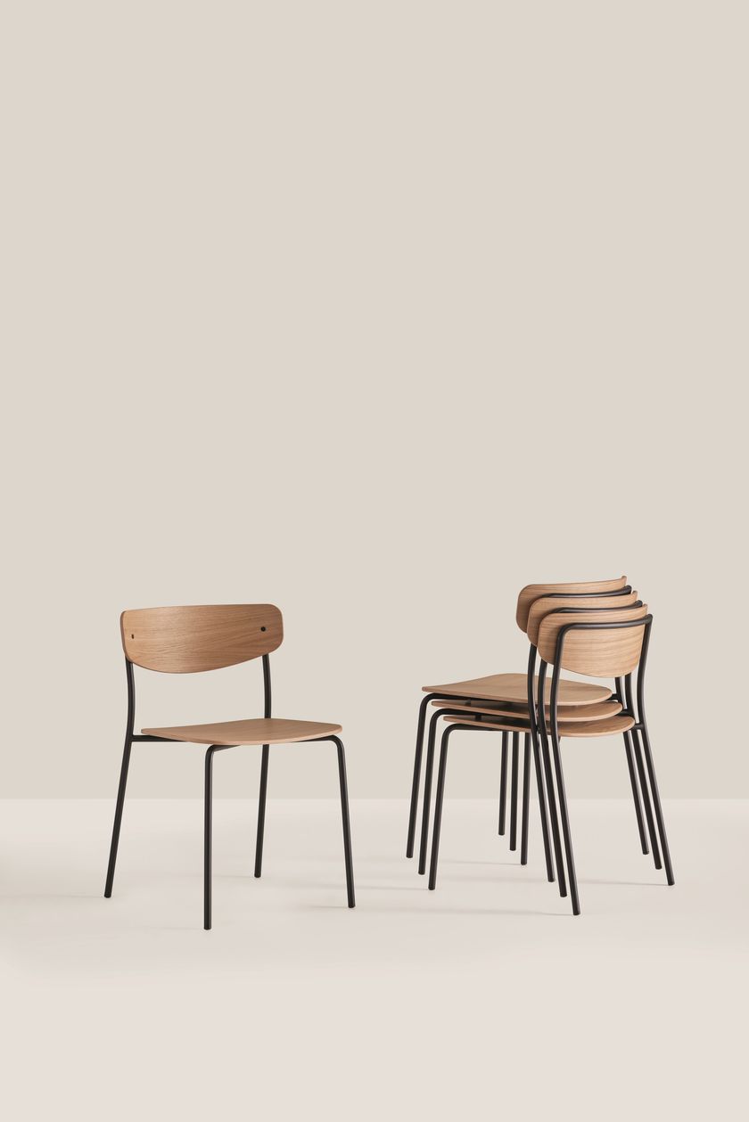 LEA Stackable wood veneer chair open back By INCLASS
