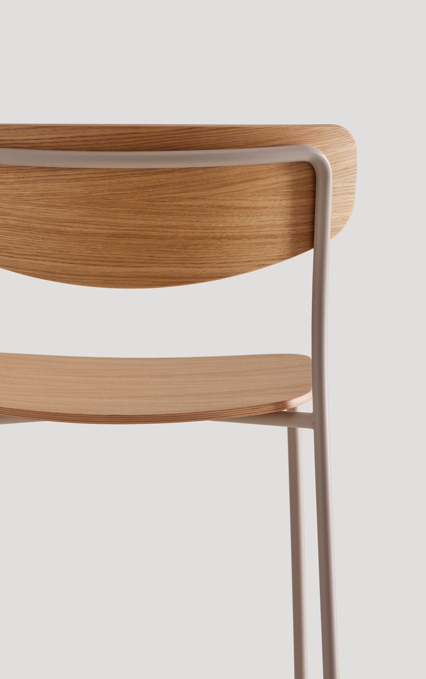 LEA Stackable wood veneer chair open back By INCLASS