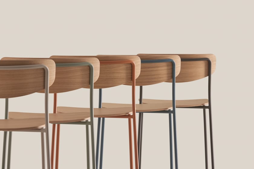 LEA Stackable wood veneer chair open back By INCLASS