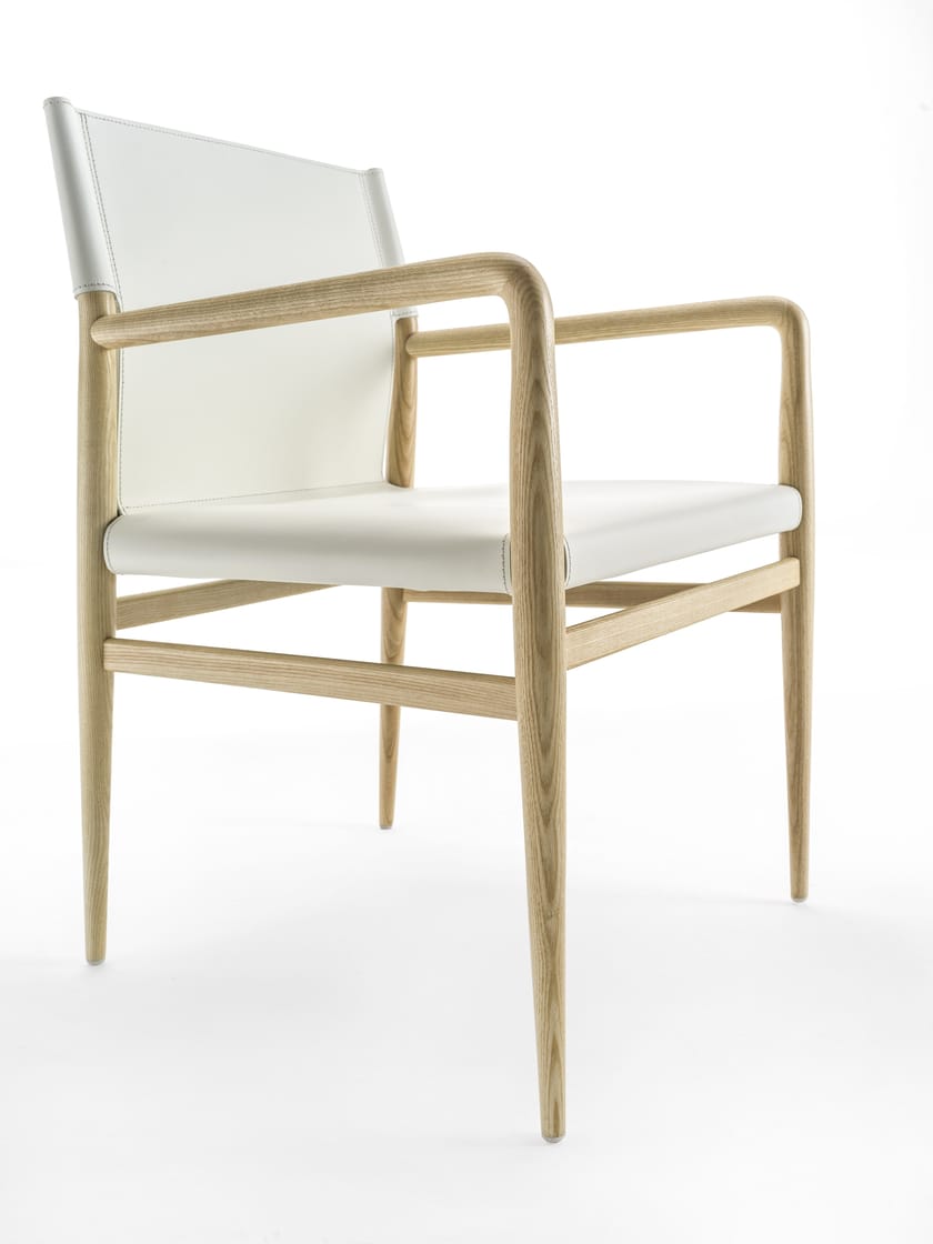 LEDERMANN Tanned leather chair with armrests By ENRICO PELLIZZONI ...