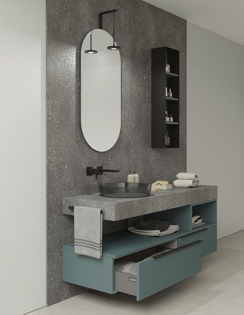 RI-TRATTO RT15 Mueble bajo lavabo simple suspendido de madera con ...