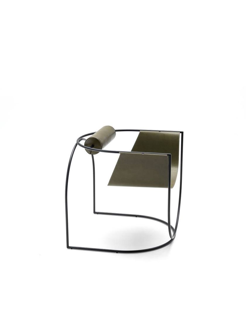 LEMNI Tanned leather armchair with armrests By Living Divani | design Marco Lavit