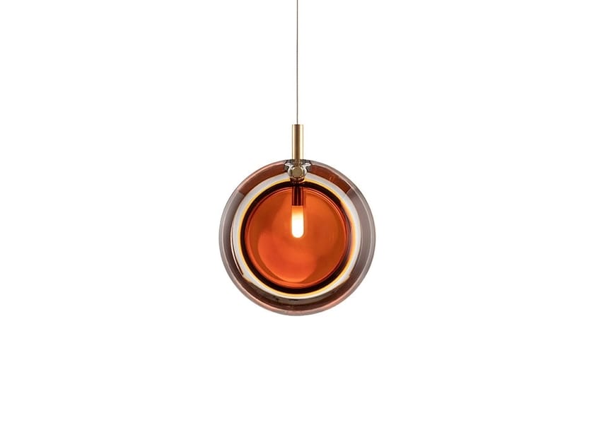 Handmade glass pendant lamp LENS AMBER Lens Collection By bomma design ...