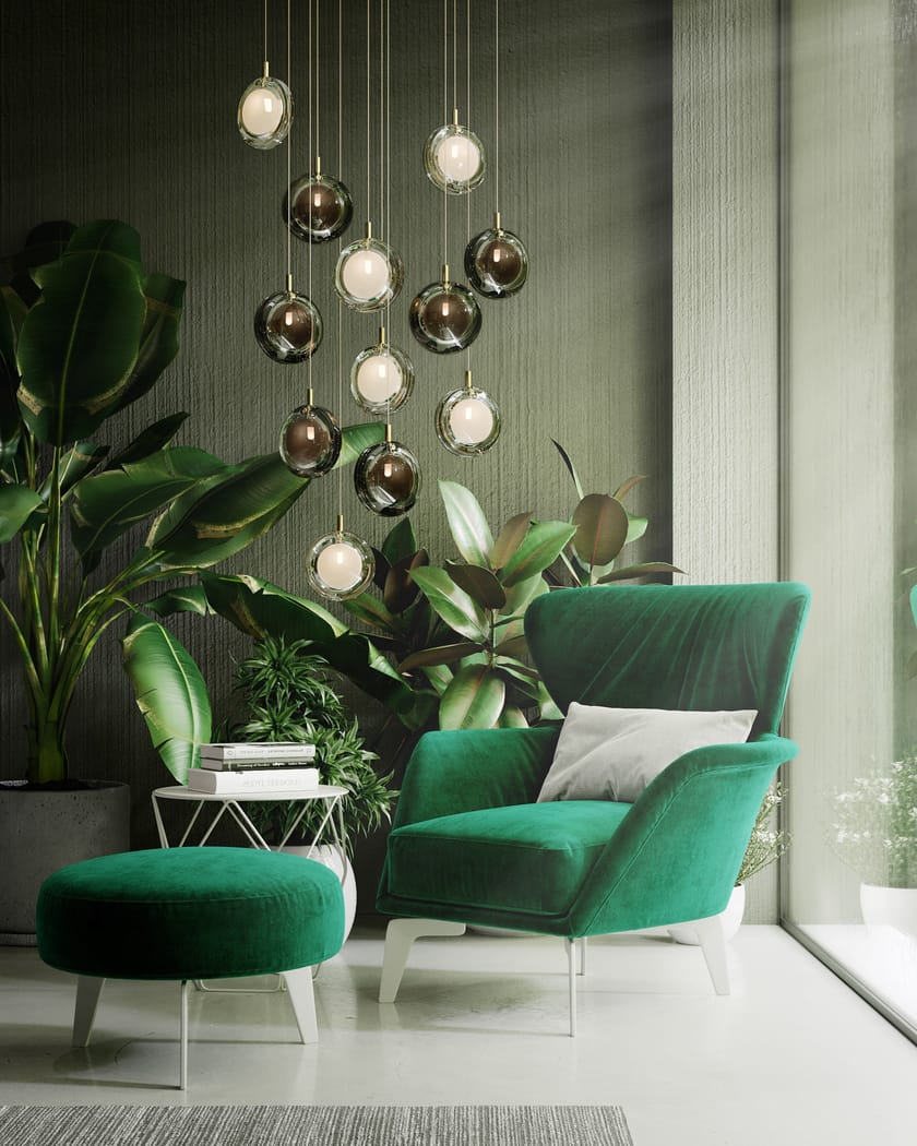 Handmade glass pendant lamp LENS By bomma design Studio deFORM