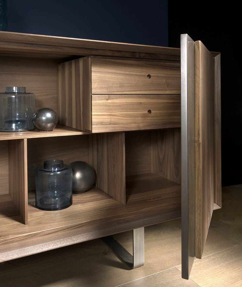 LEONARDO L413N Walnut sideboard with doors By Arte Brotto
