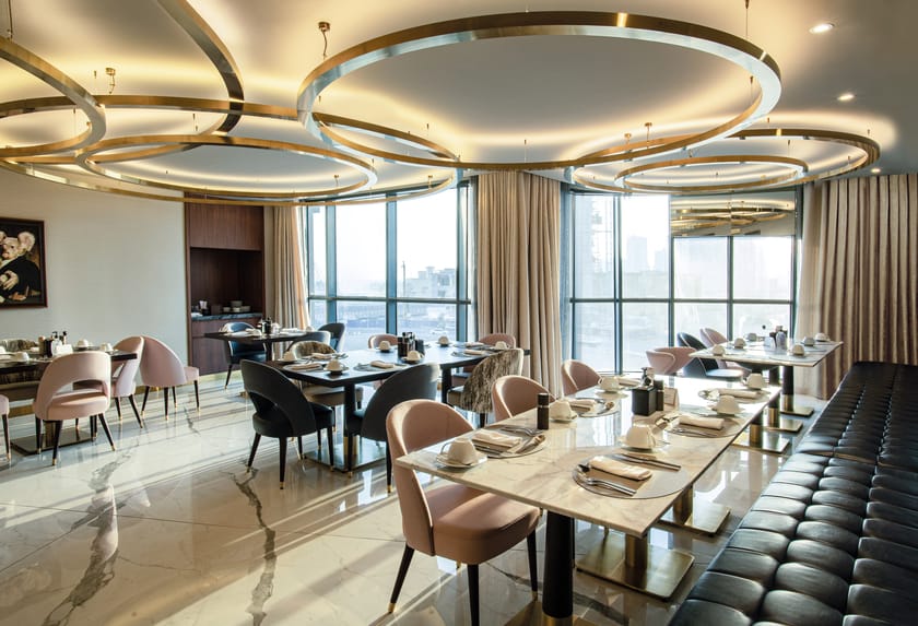 Upholstered open back leather chair LERA By Sandalyeci