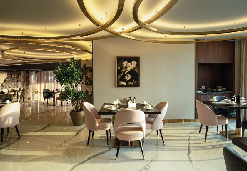 Upholstered open back leather chair LERA By Sandalyeci