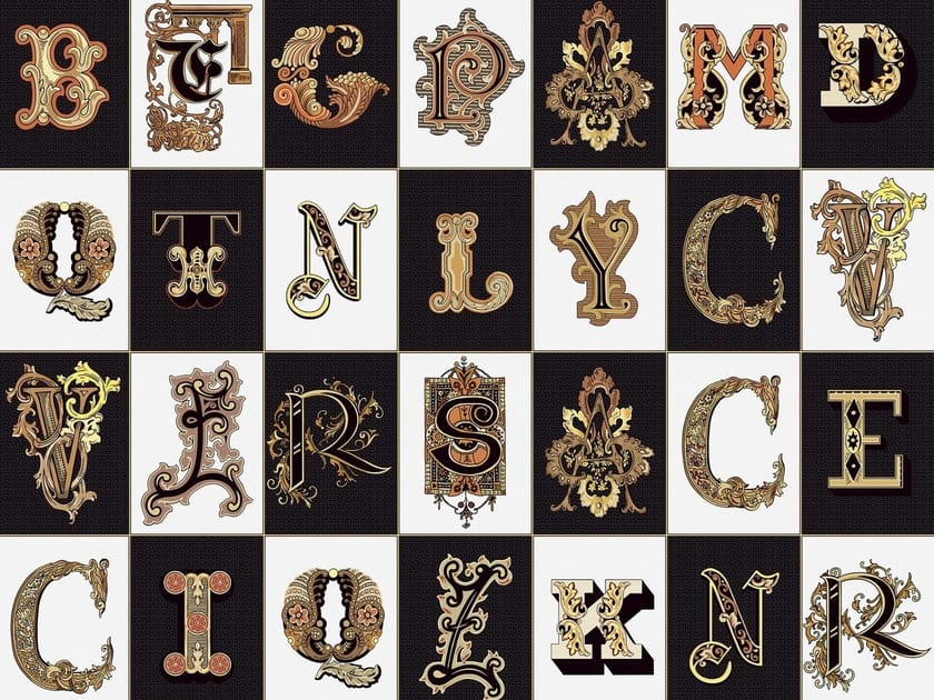 LETTERING Wall tiles By Versace Ceramics