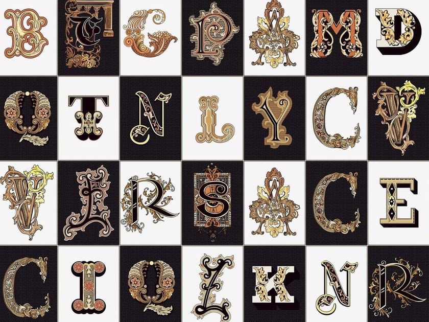 LETTERING Wall tiles By Versace Ceramics