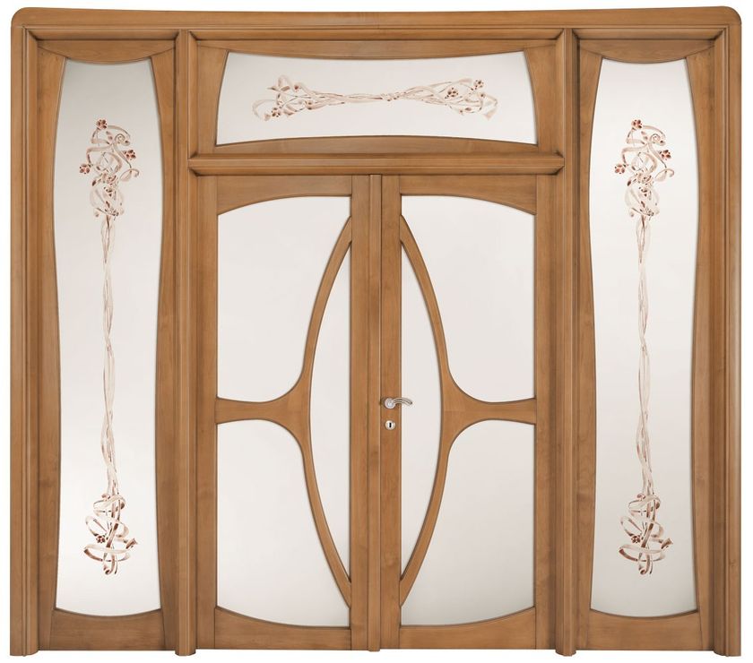 LIBERTY Porta in legno massello e vetro con sopraluce e fianchi-luce By ...