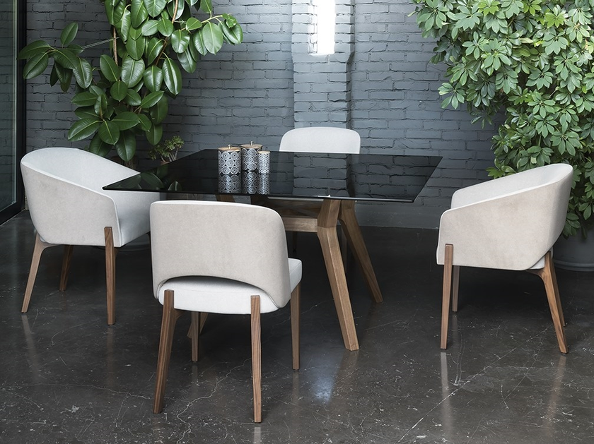 LIBRA Square wood and glass dining table By Tonon | design Matteo Nunziati