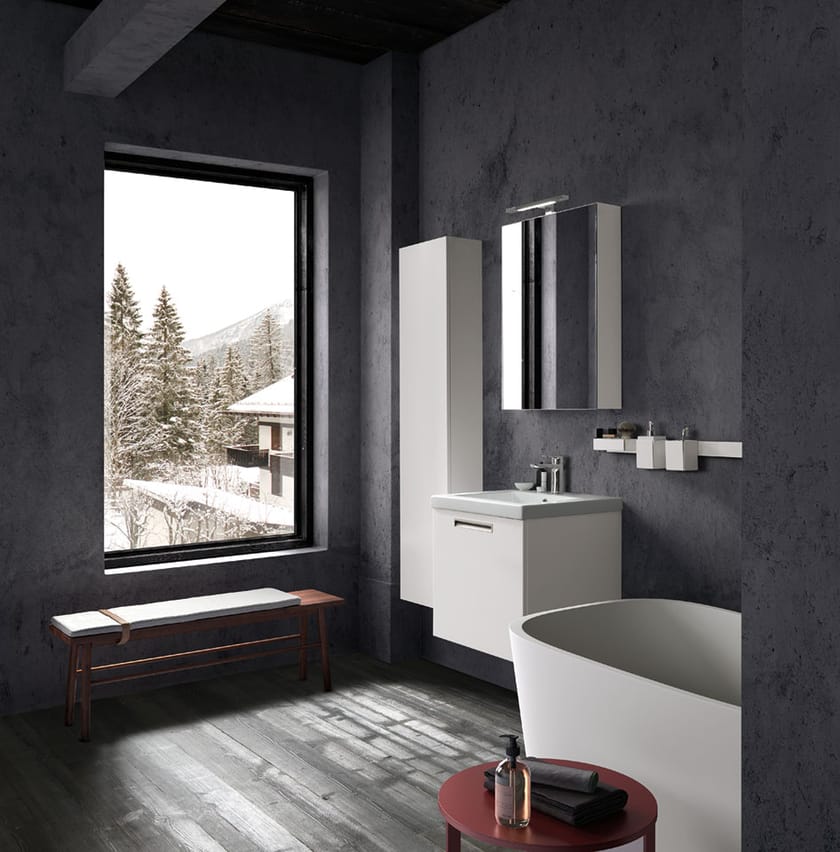 Mobile lavabo laccato sospeso con specchio LIGHT 01 Collezione Light By ...