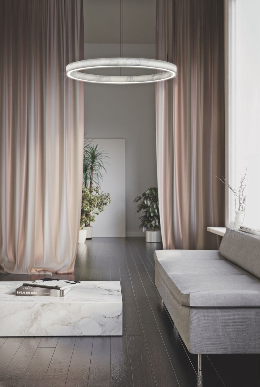LED Carrara marble pendant lamp LIGHT BEAM CIRCLE By Inarchi