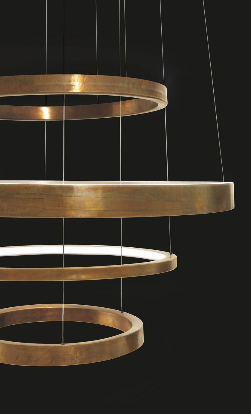 LED brass pendant lamp LIGHT RINGS By Henge design Massimo Castagna