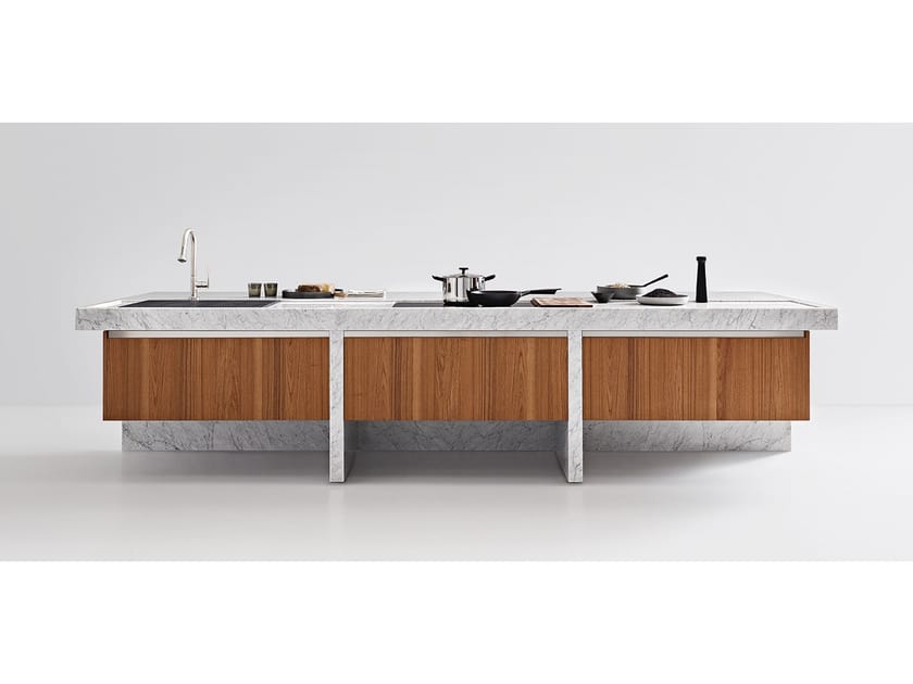 LIGNUM CONCEPT Kitchen with Carrara marble island By Arclinea | design ...