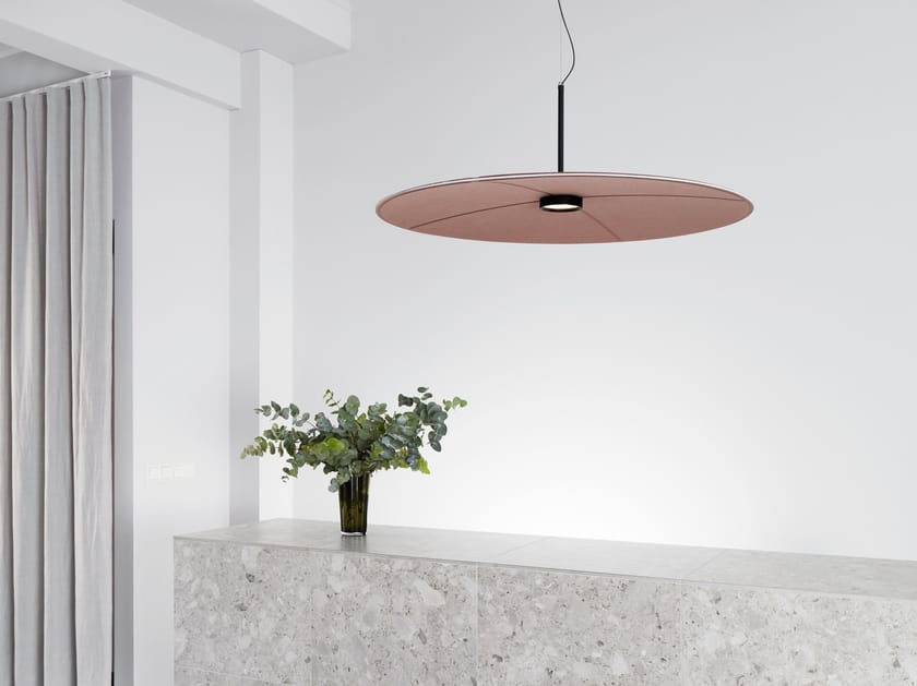 Fabric hanging acoustical panel / pendant lamp LILY By Abstracta design ...