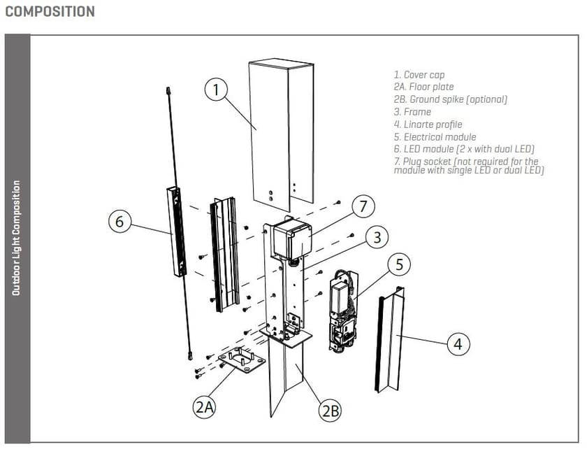 LINARTE LED metal bollard light By RENSON