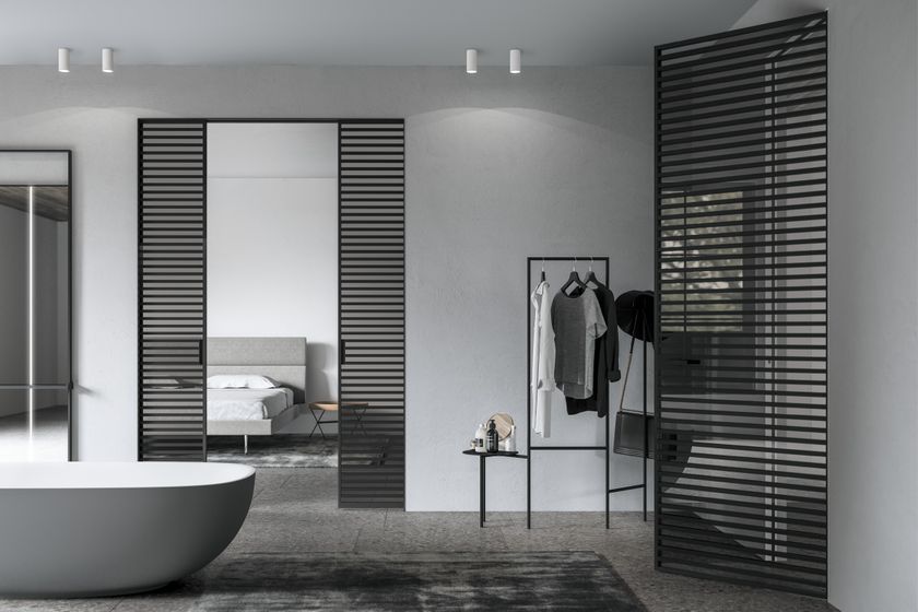 LINE Glass pocket sliding door By ADL | design Massimo Luca