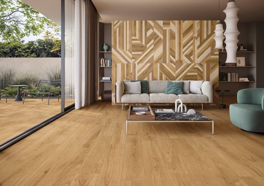 Full-body porcelain stoneware wall/floor tiles with wood effect LINEO ...