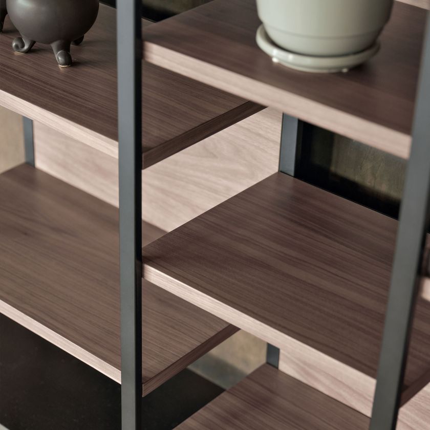 ARYA Open sectional iron and walnut bookcase By CorteZari | design ...
