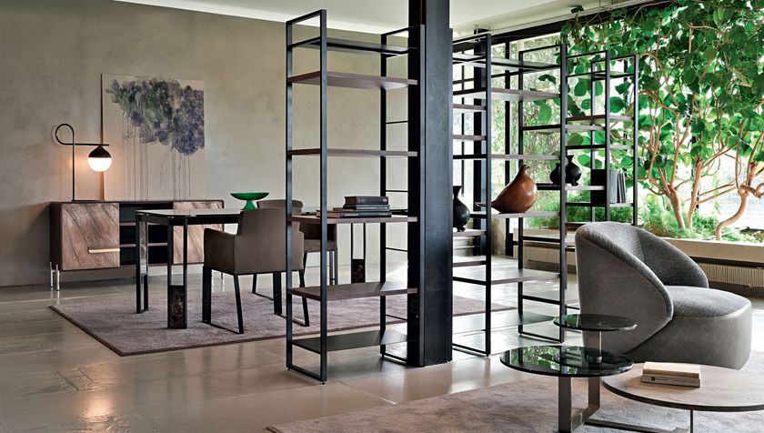ARYA Open sectional iron and walnut bookcase By CorteZari | design ...