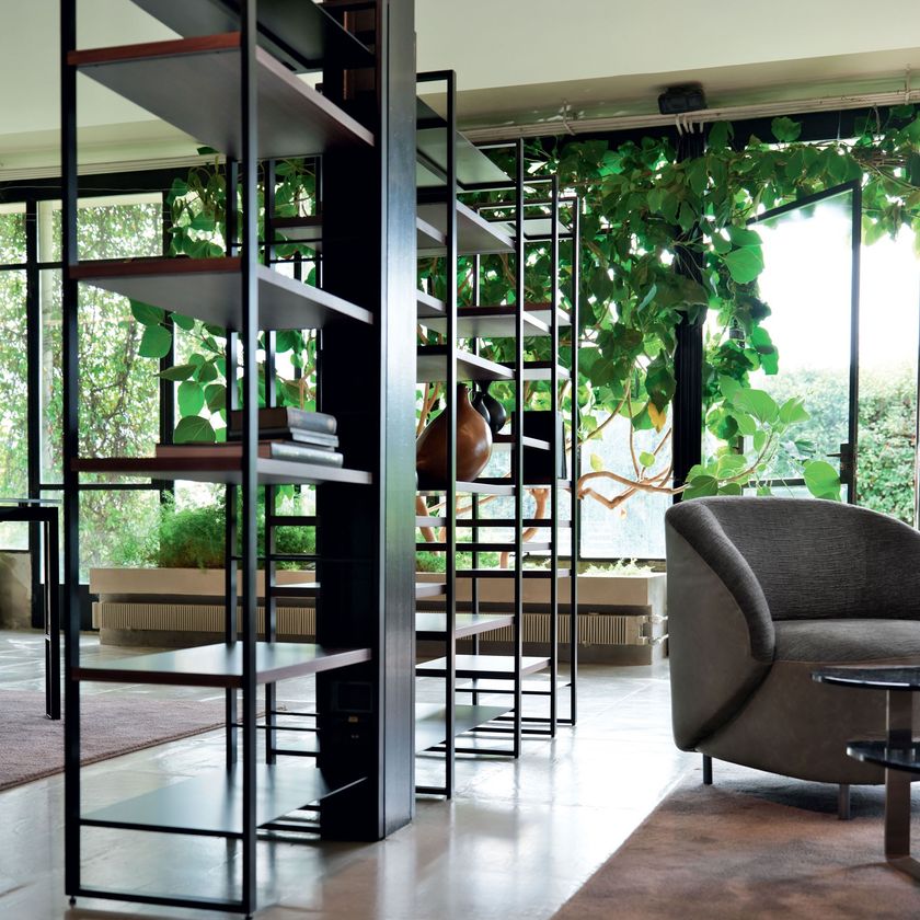 ARYA Open sectional iron and walnut bookcase By CorteZari | design ...