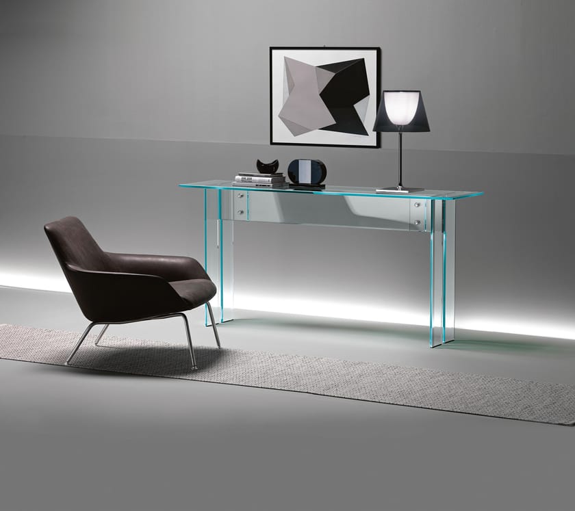 LLT Rectangular glass console table By Fiam Italia | design Dante Oscar Benini, Luca Gonzo