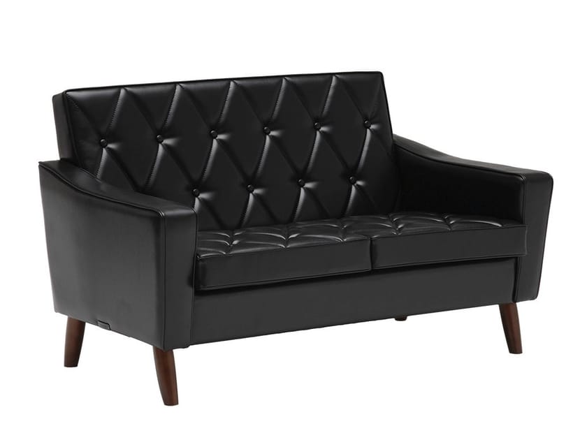 LOBBY | Leather small sofa Tufted vinyl leather small sofa By KARIMOKU