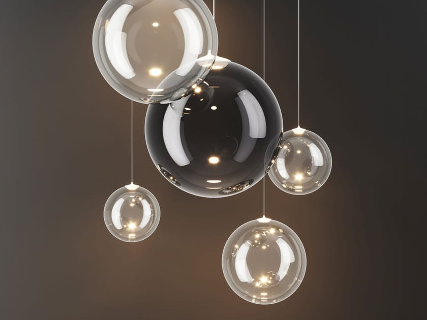 RANDOM STICK LED blown glass pendant lamp By LODES