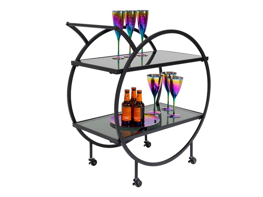 LOFT Glass and steel drinks trolley By KARE Design