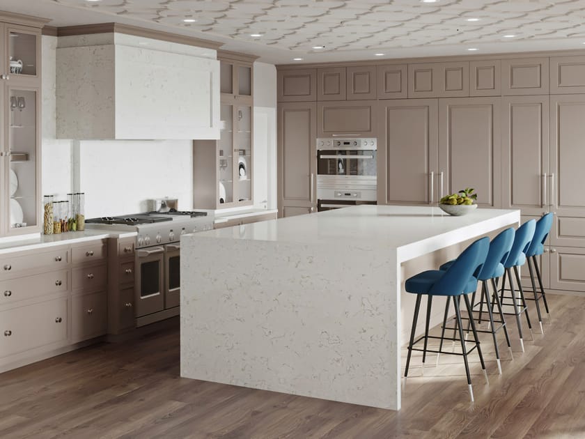 Plan de travail en pierre reconstituée effet marbre LOIRE By Quantra Quartz