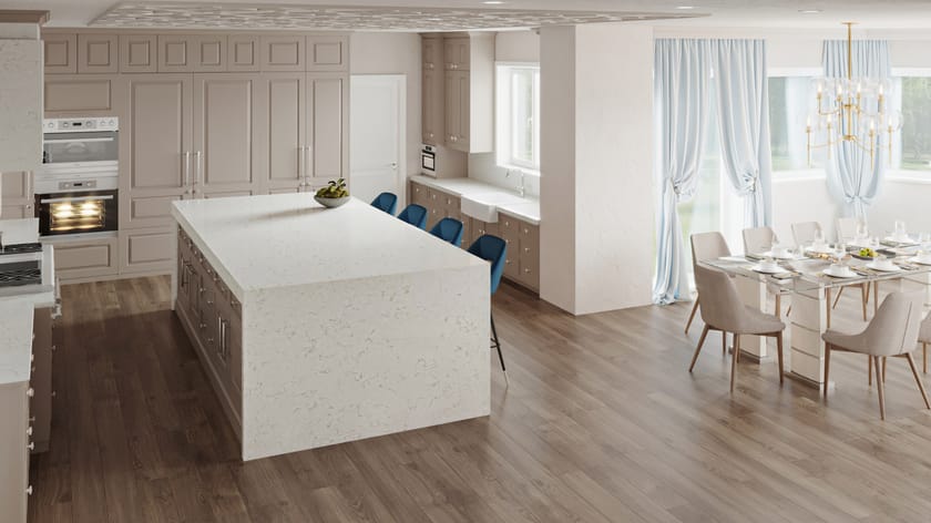 Plan de travail en pierre reconstituée effet marbre LOIRE By Quantra Quartz