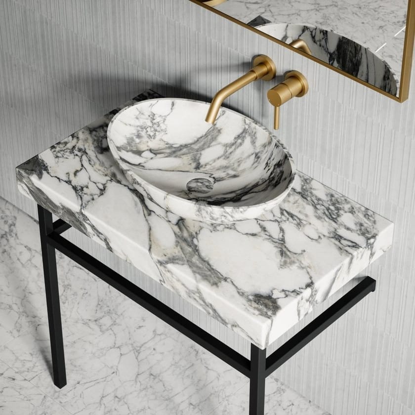 LOMAZZO | Arabescato marble washbasin countertop By LUSSO