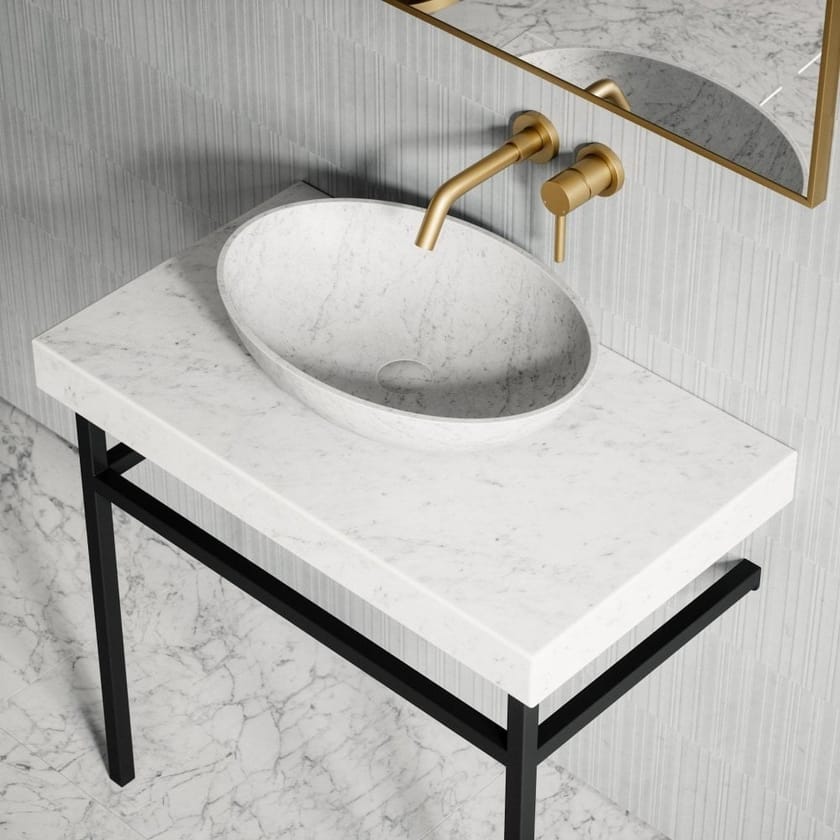 LOMAZZO | Carrara marble washbasin countertop By LUSSO