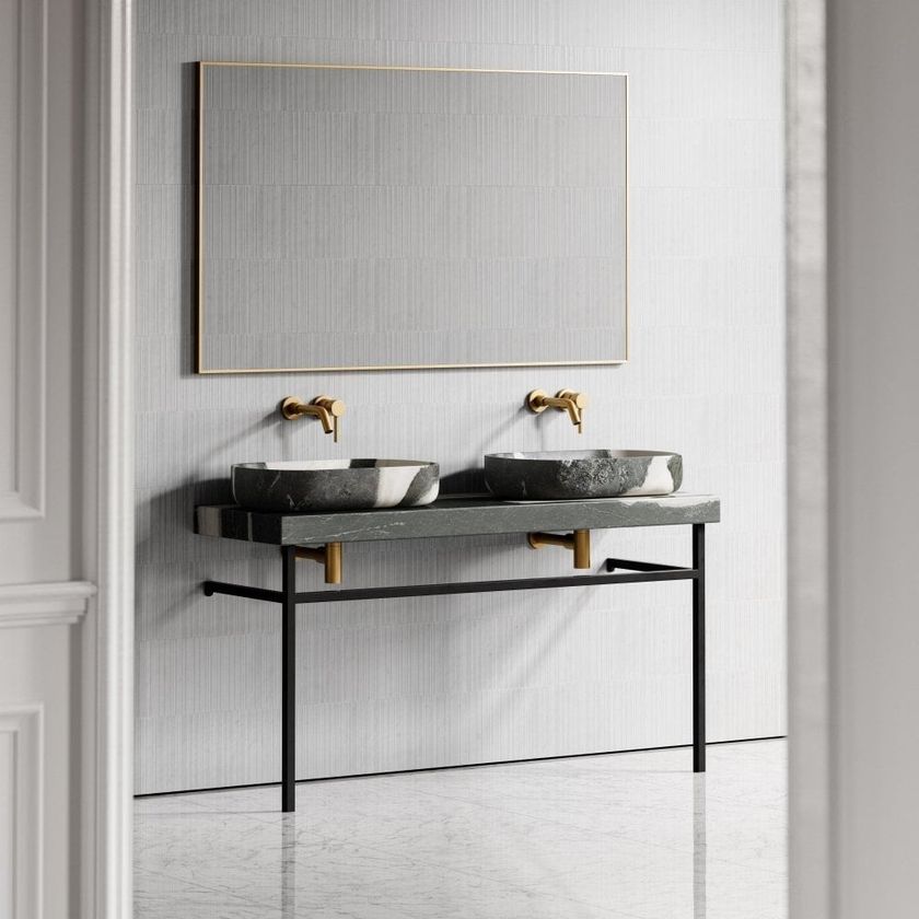 LOMAZZO | Natural stone washbasin countertop Double Panda marble ...