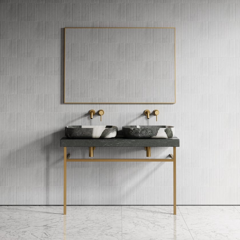 LOMAZZO | Natural stone washbasin countertop Double Panda marble ...