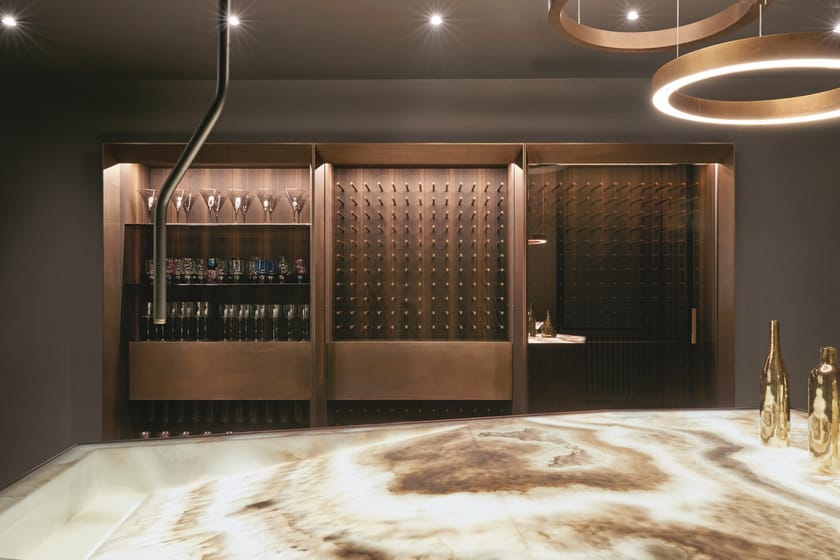 Solid wood bar cabinet LOOM SYSTEM By Henge design Massimo Castagna