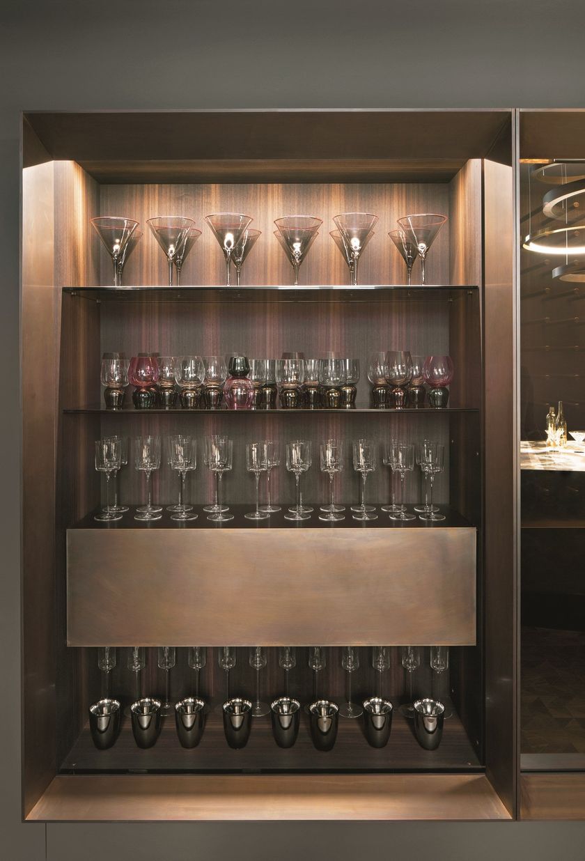 Solid wood bar cabinet LOOM SYSTEM By Henge design Massimo Castagna