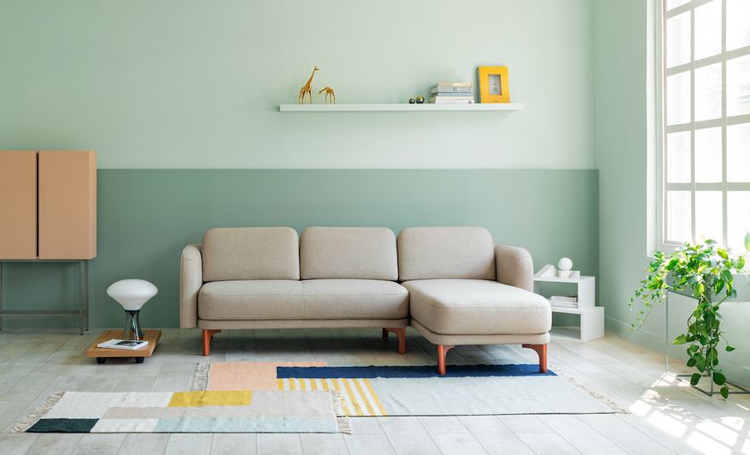Divano modulare in tessuto con chaise longue LOOP | Divano angolare ...