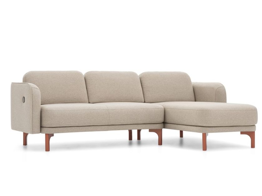 Divano modulare in tessuto con chaise longue LOOP | Divano angolare ...