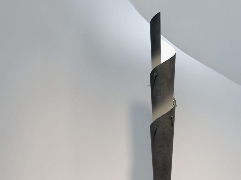 Leather floor lamp / coat rack LOOP By YOMEI design André Schelbach