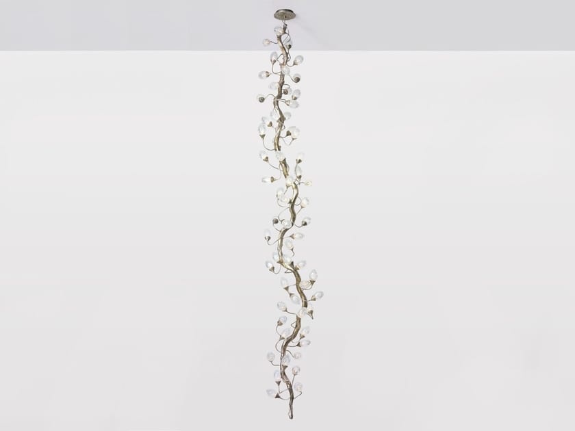 LOTUS VERTICAL BLOOM LARGE Luminária pendente LED feita à mão de bronze ...