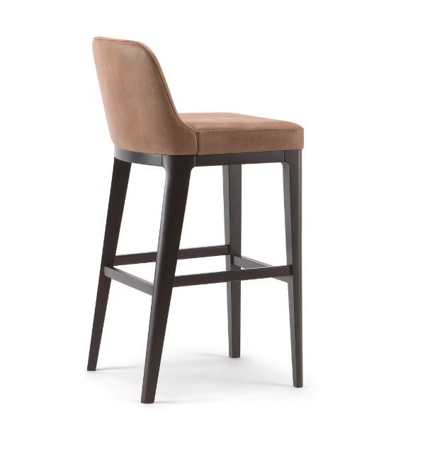 LOTUS Upholstered stool with footrest with back By Tirolo