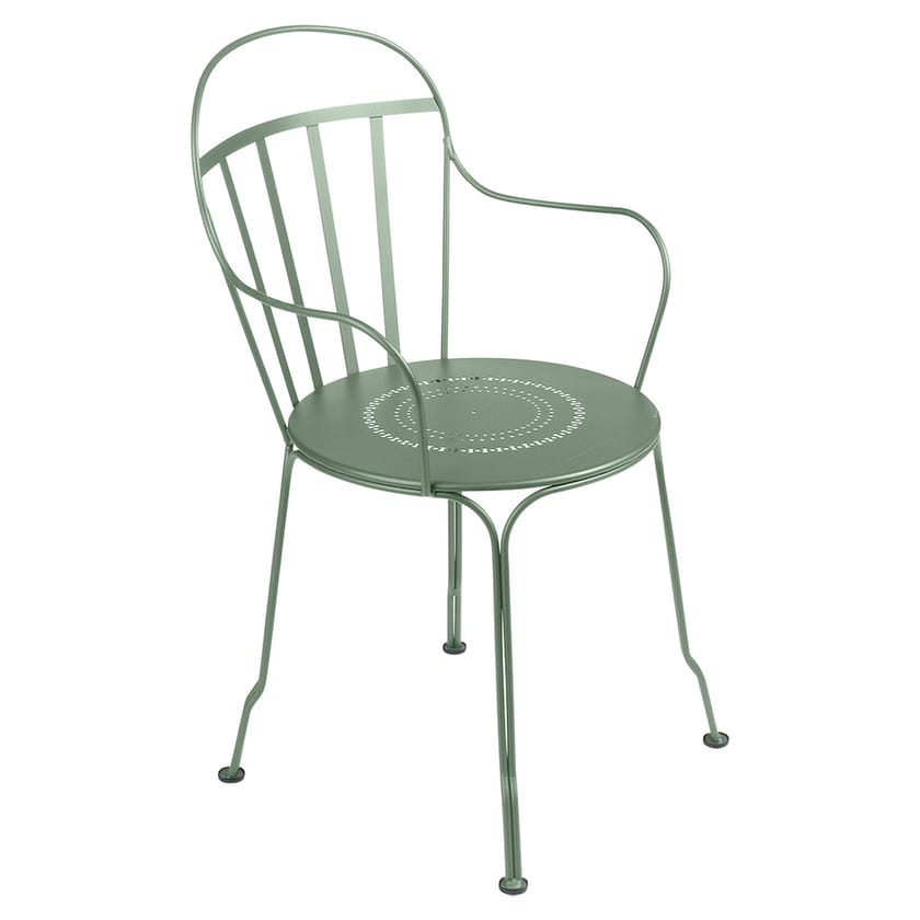 LOUVRE Stackable steel garden chair with armrests By Fermob